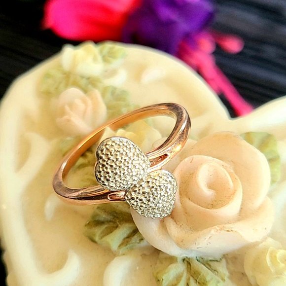 Jewelry | Vintage Djoy Sterling Silver Rose Gold Color Double Hearts ...